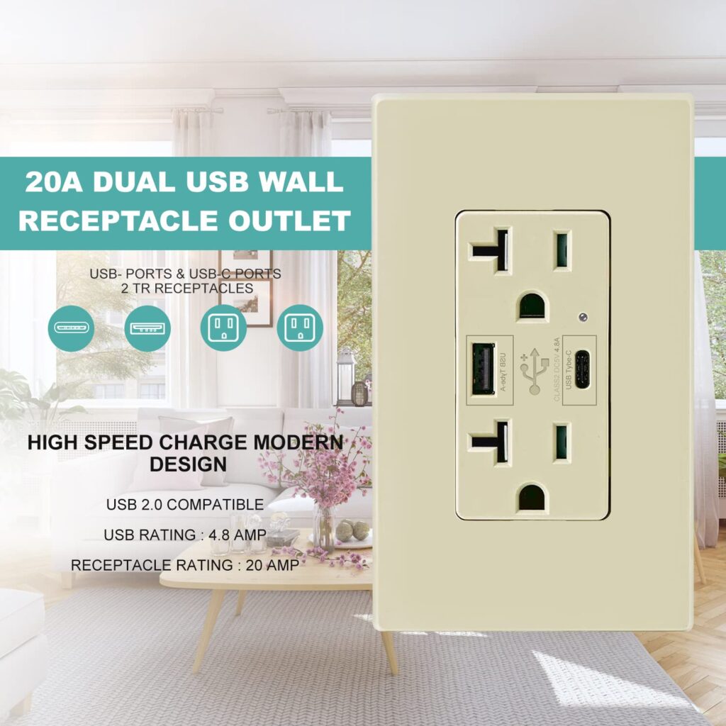 4.8A USB Type C Wall Outlet 20A Ivory – micmi.com