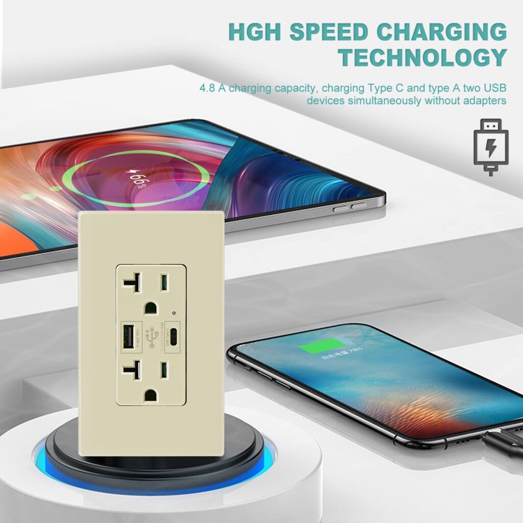 4.8A USB Type C Wall Outlet 20A Ivory – micmi.com